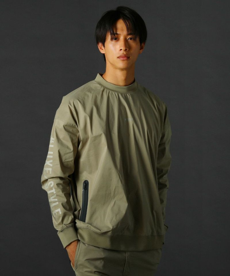 撥水ストレッチ布帛止水ジップハイネック長袖プルオーバー | REZES